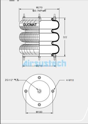 China Parker 9109031 G1/2 M10 Industrial Air Spring 10×3 Triple Convoluted Air Actuator for sale
