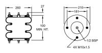 China Firestone Convoluted Air Spring W01-R58-4059 1/2BSP M10 Pneumatic Air Bellows for sale