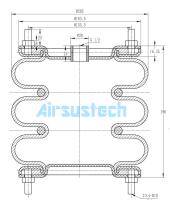 China 8''×3 Steel Plate Triple Convoluted Air Spring Firestone W01-R58-4056 G1/2 Air Hole for sale