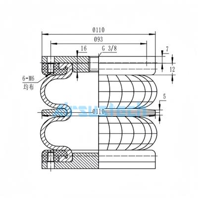 China M6 Mounting Hole Air Actuator Contitech Air Bag FD 44-10 DI CR for Scissor lift for sale