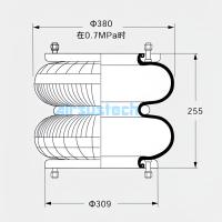 China AIRSUSTECH 2H350255 Flange Connection Air Spring Cross Model 21A BR 97300 for sale