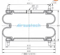 China 14'' Inch Diameter Industrial Air Bellows Dunlop 14''1/2×2 Double Rubber Air Spring for sale