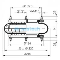 China 8'' Diameter PNP 305500110 Air Spring Assembly 8''×1 Dunlop Pneumatic Air Actuator for sale