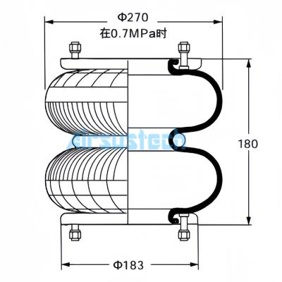 China CF gomma 93740 Model 245 Air Spring Bellows Actuator 145 MM Center Distance for sale