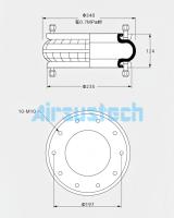 China 1H320124 Flange Connection Industrial Air Spring 90 MM Stroke Rubber Air Bag for sale
