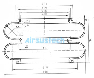 China Double Rubber Air Bellows Dunlop SP 256NB Air Spring 12X2 with 164 MM Static Height for sale
