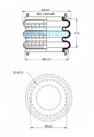 China AIRSUSTECH Triple Convoluted Air Spring 3H630376 with 30XM10 Hole Air Suspension for sale