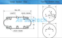 China Stroke 105MM Convoluted Air Suspension 1B6171 Air Spring for Anti-Vibration Table for sale