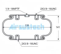 China W013587725 Single Convoluted Air Bellows by Firestone Air Spring 1/4 NPTF Air Inlet for sale