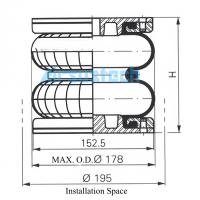 China 115MM Stroke Dunlop A313300201 Convoluted Bellows Air Spring with Aluminum Plate for sale