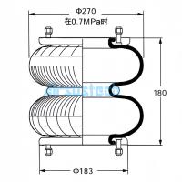 China Model 245 Industrial Double Bellows Air Spring 2H250180 with Aluminum Flange for sale