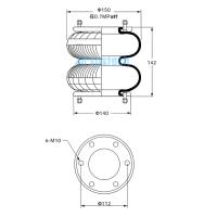 China 2H130142 AIRSUSTECH Flange Air Spring Cross Model 23B 202665 100% Inspected for sale