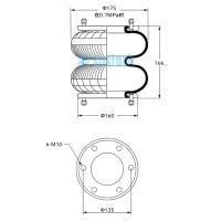 China 135MM Center Distance Model 26 84181 Industrial Flange Air Spring 6XM10 Holes for sale