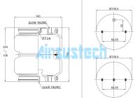 China PT1/4 Air Inlet Double Convoluted Air Bag 2B5813 Air Lift Air Spring Aluminum Plate for sale