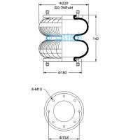 China Max. O.D. 220 MM Flange Connection Air Spring 2H200142 AIRSUSTECH Industrial Air Bag for sale