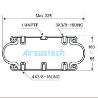 China Single Convoluted AIRSUSTECH 1B6171 Rubber Air Spring with 4 PCS 3/8-16UNS Holes for sale