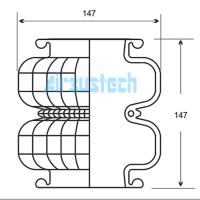 China Firestone Bellow 255-1.5 Double Convoluted Rubber Air Bellows 147 MM Static Height for sale