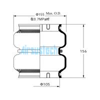 China 2K142156 AIRSUSTECH Industrial Double Convoluted Air Spring Full Stroke 80 MM for sale