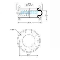 China 1H280126 AIRSUSTECH Flange Connection Rubber Air Spring with 10 PCS M10 Bolts for sale