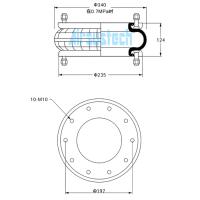 China AIRSUSTECH Single Convoluted Air Bag 1H320124 with Flange Ring 90 MM Stroke for sale