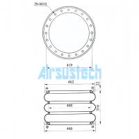 China 3H400316 Industrial Air Spring AIRSUSTECH Flange Air Bellows with 20 PCS M10 Holes for sale