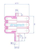 China MB-90-3 Yokohama Triple Convoluted Air Spring with 90mm Static Height and 0.7 MPa Lifting Pressure for sale