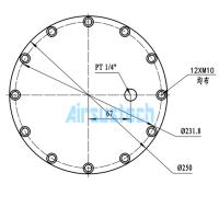 China 300MM Diameter 12X1 Industrial Air Spring PT1/4'' Air Inlet Pneumatic Air Bellows for sale