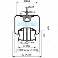 China AIRSUSTECH 1T819 Refer Gart 296.1.340 D296/D Complete Air Spring 230MM Design H. for sale