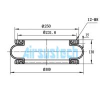 China 12X1P05 Single Convoluted Rubber Air Spring Flange Connection with ø231.8MM PCD for sale