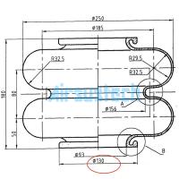 China ø250 MM Natural O.D. Phoenix 2B 15 R Rubber Bellows Air Spring Double Convoluted for sale