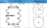 China 7X3 Suspension Air Springs 132mm Triple Convoluted Rubber Shocks for sale