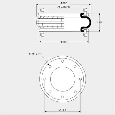 China TS16949 Industrial Air Springs 260135H-1 With Full Stroke From 55mm To 214mm for sale