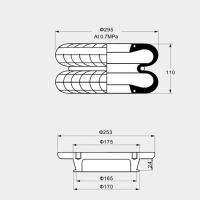 China 110mm High Yokohama Air Spring S-240-2r Replaces By Airsustech F-240-2 Rubber Bag for sale
