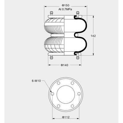 China 130142H-2 Industrial Air Springs Actuator Double Convoluted Airsustech With Full Stroke 90mm for sale