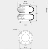 China TS 16949 Air Spring Actuator 168132H-2 Airsustech Max Safe Height 151 mm for sale