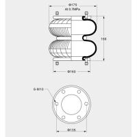 China 160166H-2 Suspension Air Springs Max Dia. 175mm For Inflatable for sale