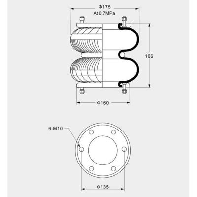 China 160166H-2 Suspension Air Springs Max Dia. 175mm For Inflatable for sale