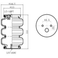 China Airsustech 3B2400 Air Spring Shocks Rubber Triple Convoluted With Air Inlet 1/2NPT for sale