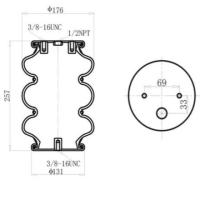 China 0.8MPA Air Spring Actuator 3B7X3 Suspension Rubber Dia. 176mm Triple Convoluted Shocks for sale