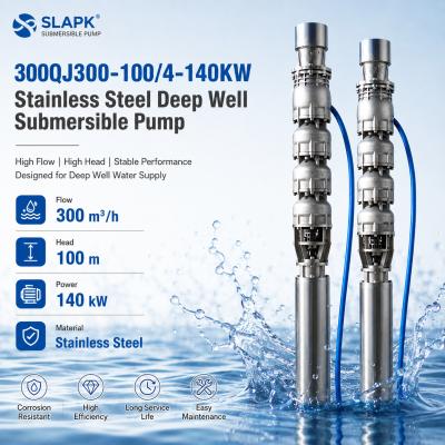 China 300 m³/h High Flow 100 m Head 140 kW Motor Deep Well Submersible Pump for Seawater Applications for sale