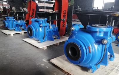 China Black Soft Rubber Lined Slurry Pumps with CV Motor on Top Belt Driven Blue Color for sale
