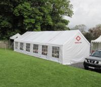 China PVC ABS Hospital Emergency Tent Heat Sealed Seams 6m to 15m Span Width for sale