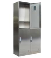 China 4 Door Double Tiers Changing Room Medicine Display Cabinet H1800mm Cold Rolled Steel for sale