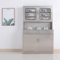 China Lockable Stainless Steel Medicine Display Cabinet 900x500x1800mm with 3 Drawers for sale