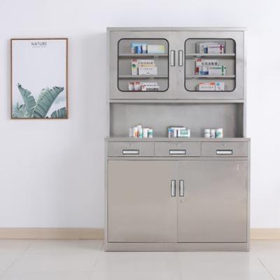China Lockable Stainless Steel Medicine Display Cabinet 900x500x1800mm with 3 Drawers for sale