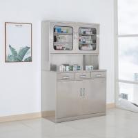China Lockable Stainless Steel Medicine Display Cabinet 900x500x1800mm with 3 Drawers for sale