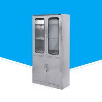 China Stainless Steel Medicine Display Cabinet 900x400x1800mm Two Glass Doors with Lock for sale