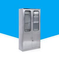 China Stainless Steel Medicine Display Cabinet 900x400x1800mm Two Glass Doors with Lock for sale