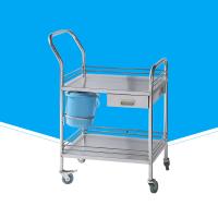 China 304 Stainless Steel Hospital Trolley with Brake 650x420x800mm 2 Tier Medical Cart for sale
