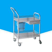 China 304 Stainless Steel Hospital Trolley with Brake 650x420x800mm 2 Tier Medical Cart for sale